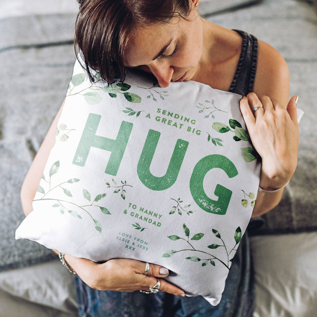 Personalised 'Evergreen' Hug Cushion– Drifting Bear Co.