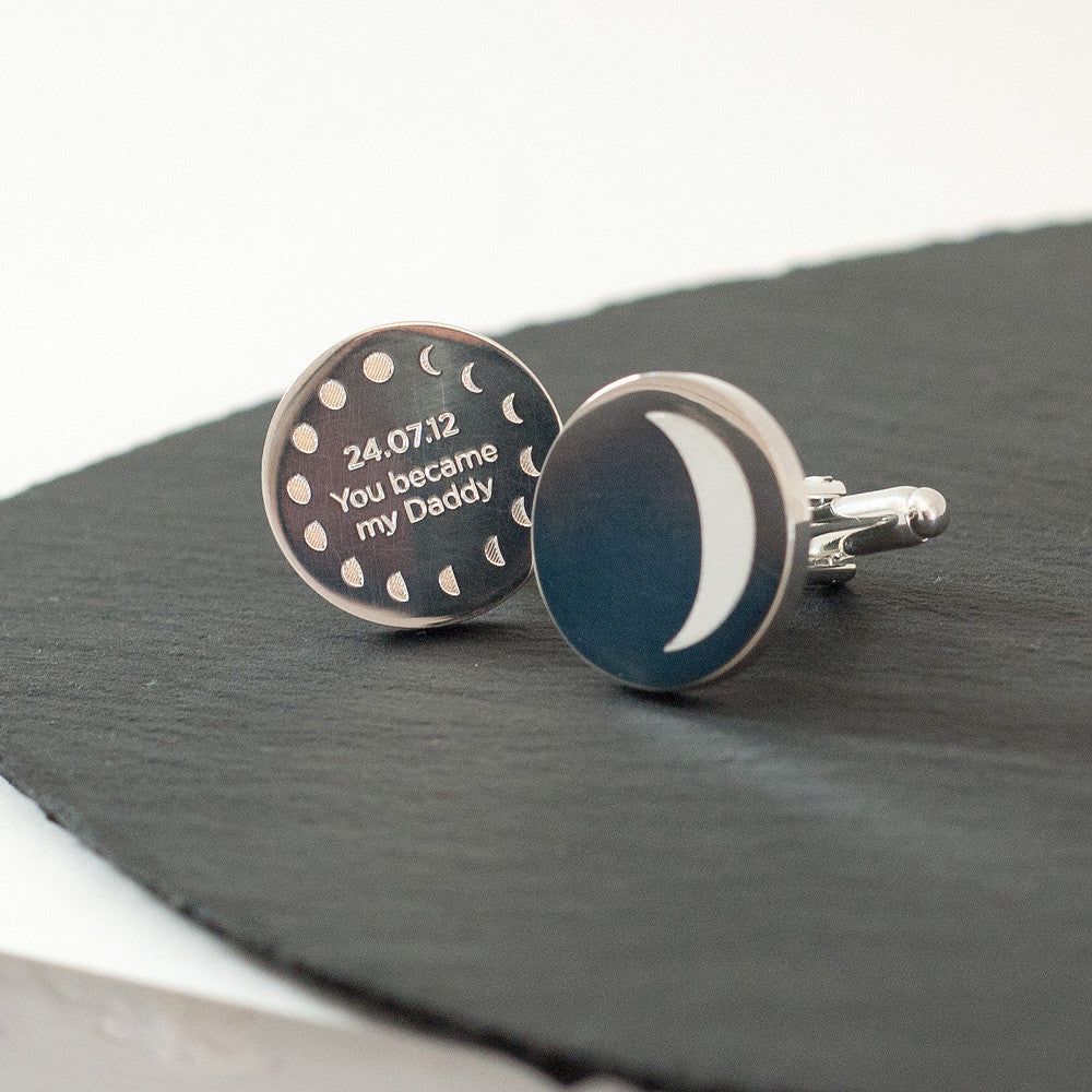 Hidden Message Moon Phase Cufflinks For Dad– Drifting Bear Co.