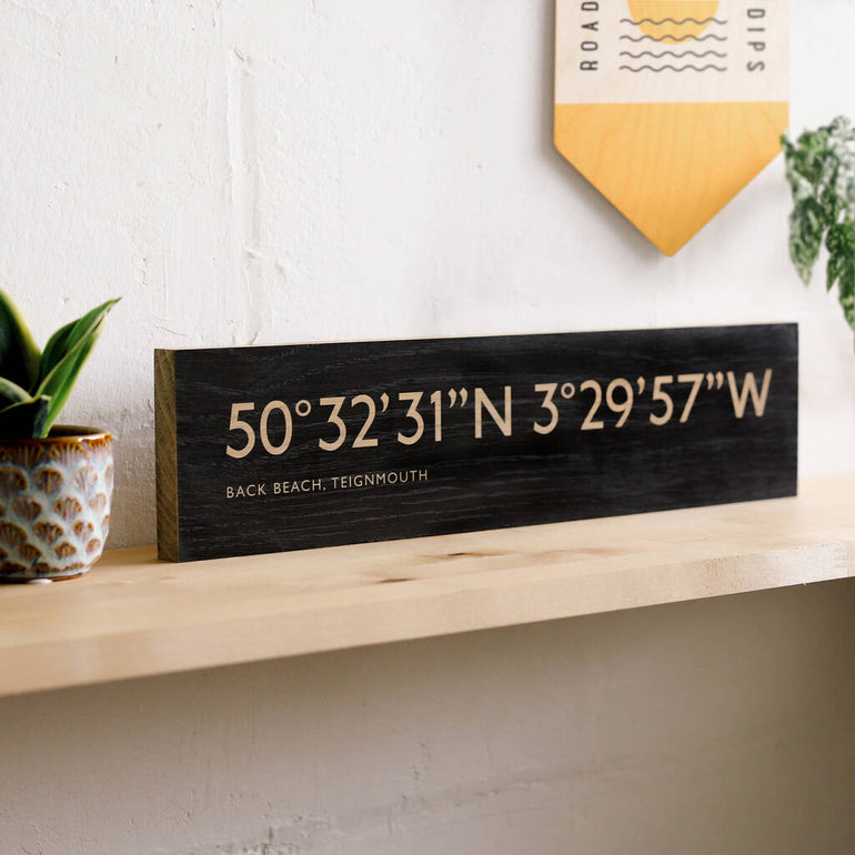 Personalised Wooden Oak Bus Blind Coordinates– Drifting Bear Co.