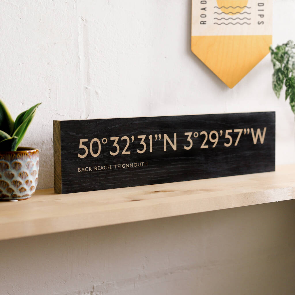 Personalised Wooden Oak Bus Blind Coordinates– Drifting Bear Co.