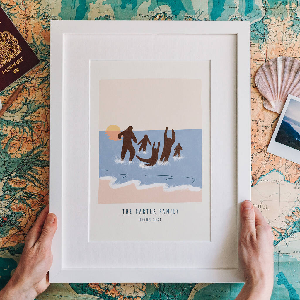 Personalised Family Beach Print– Drifting Bear Co.