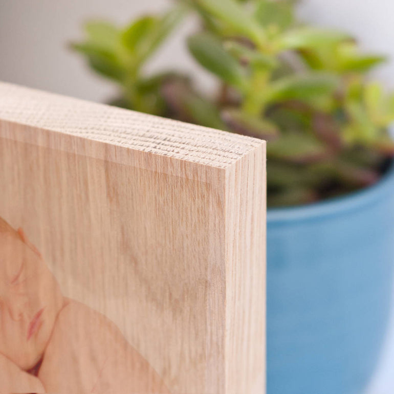 Personalised Solid Oak Wooden Photo Block– Drifting Bear Co.