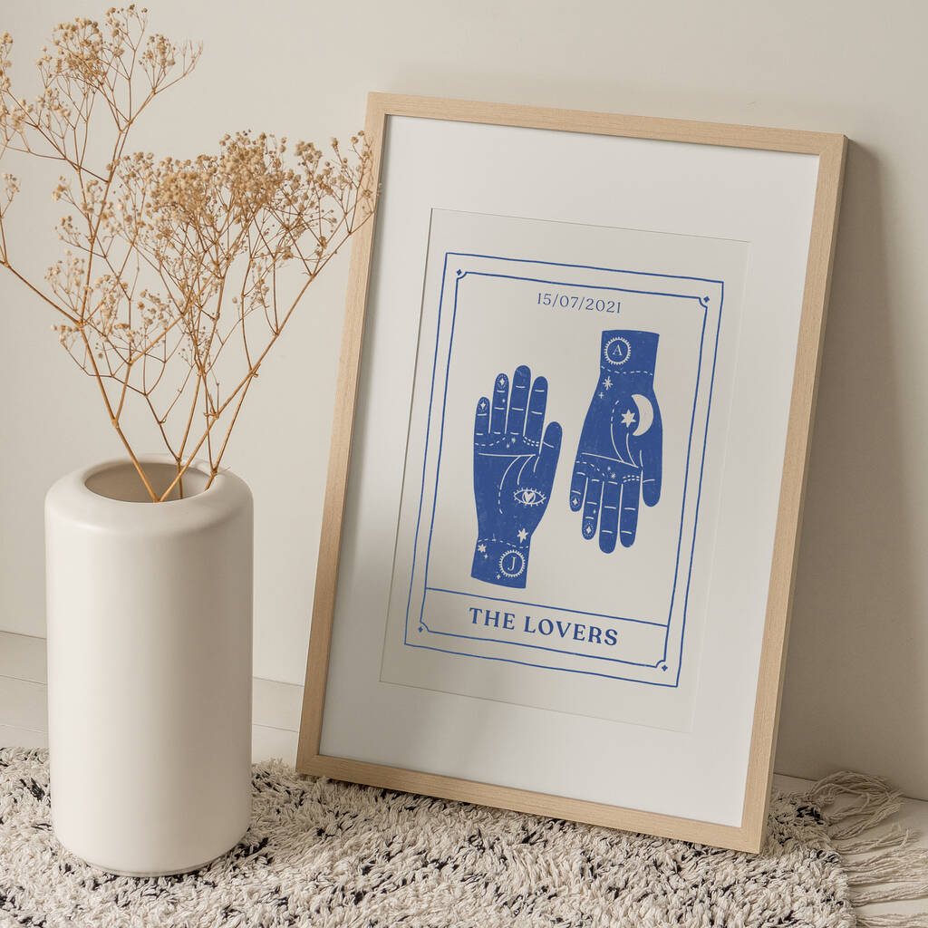 Personalised 'The Lovers' Tarot Print With Initials– Drifting Bear Co.