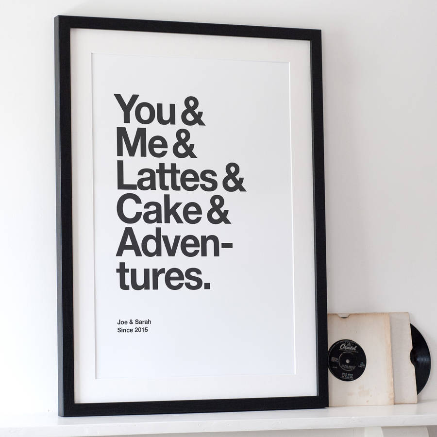 Personalised Typographic 'Favourite Things' Print– Drifting Bear Co.