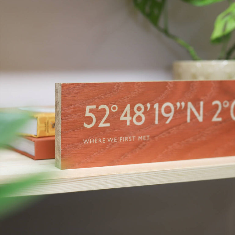 Personalised Wooden Oak Bus Blind Coordinates– Drifting Bear Co.